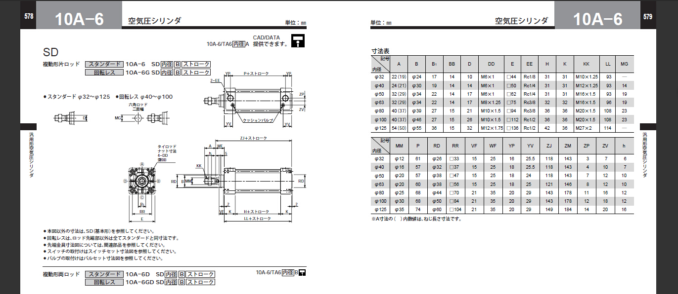 TAIYO CYLINDER 10A-6 SD63B250-AA