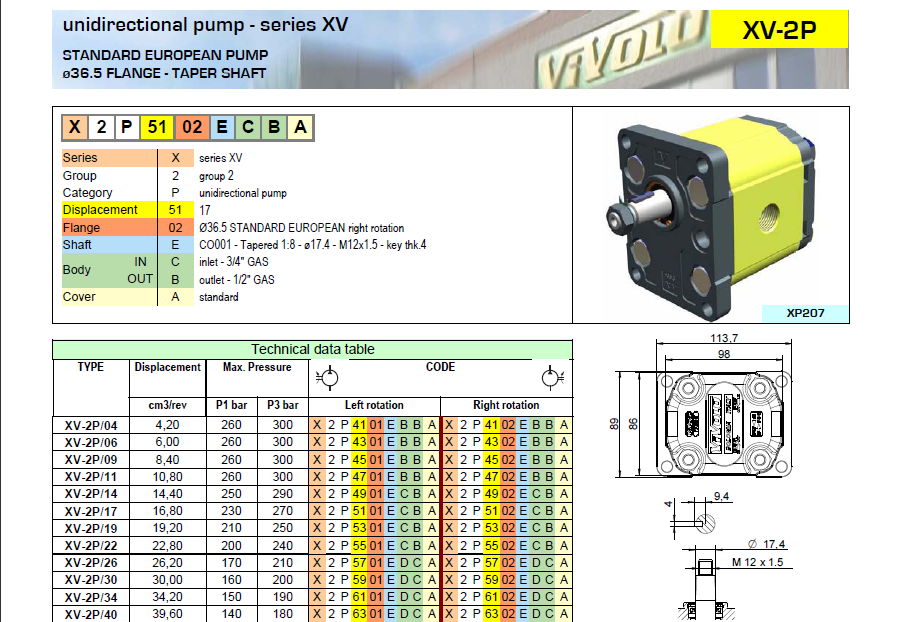 VIVOIL PUMP X2P4902ECBA XV2P/14-36.5-D-C0001