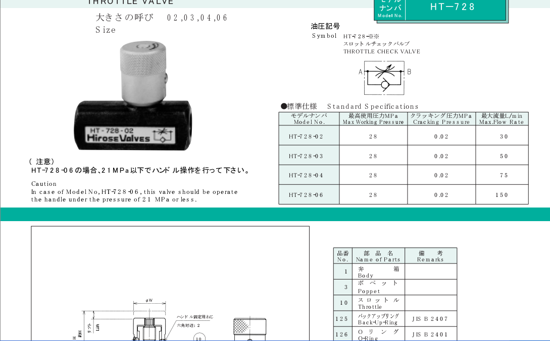 Hirose Throttle valve HT-728-03